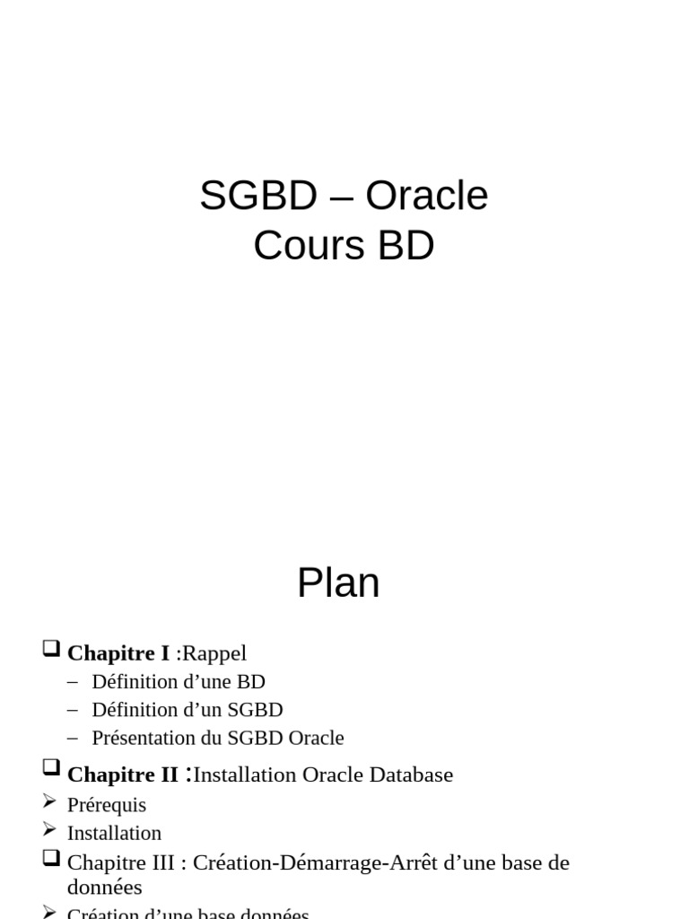 Cours Oracle Bd | PDF | SQL | Bases de données