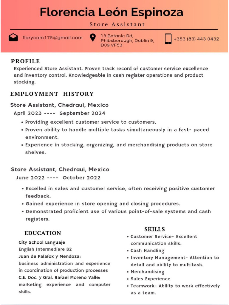 Store assistant | PDF