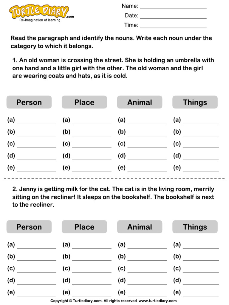 Identify Nouns From The Paragraph Old Woman | PDF