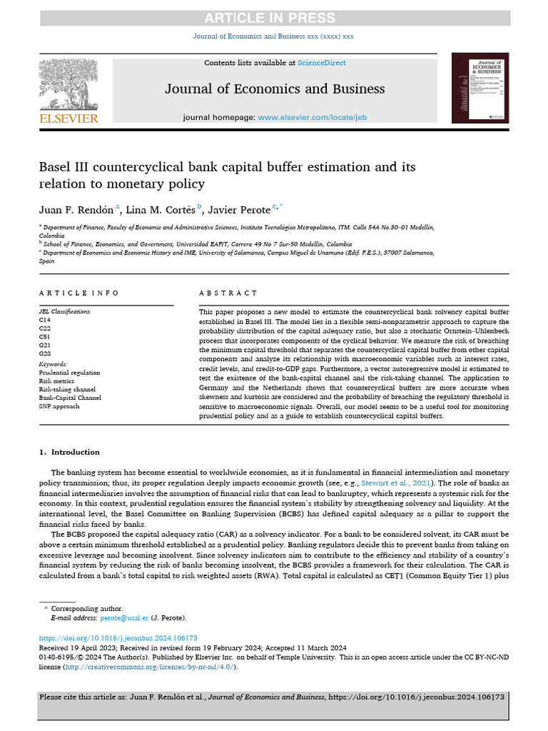 Basel III Countercyclical Bank Capital Buffer Estimation and Its ...
