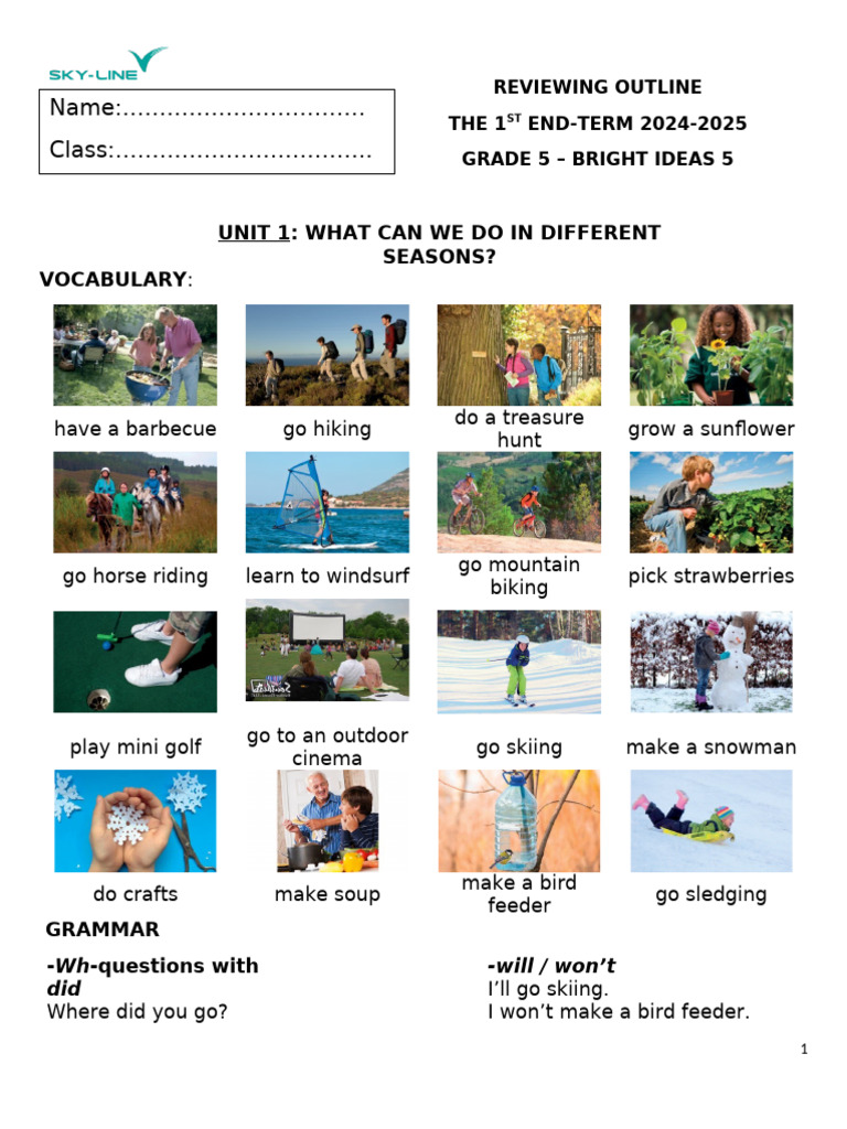 G5- 1st Term Revision | PDF