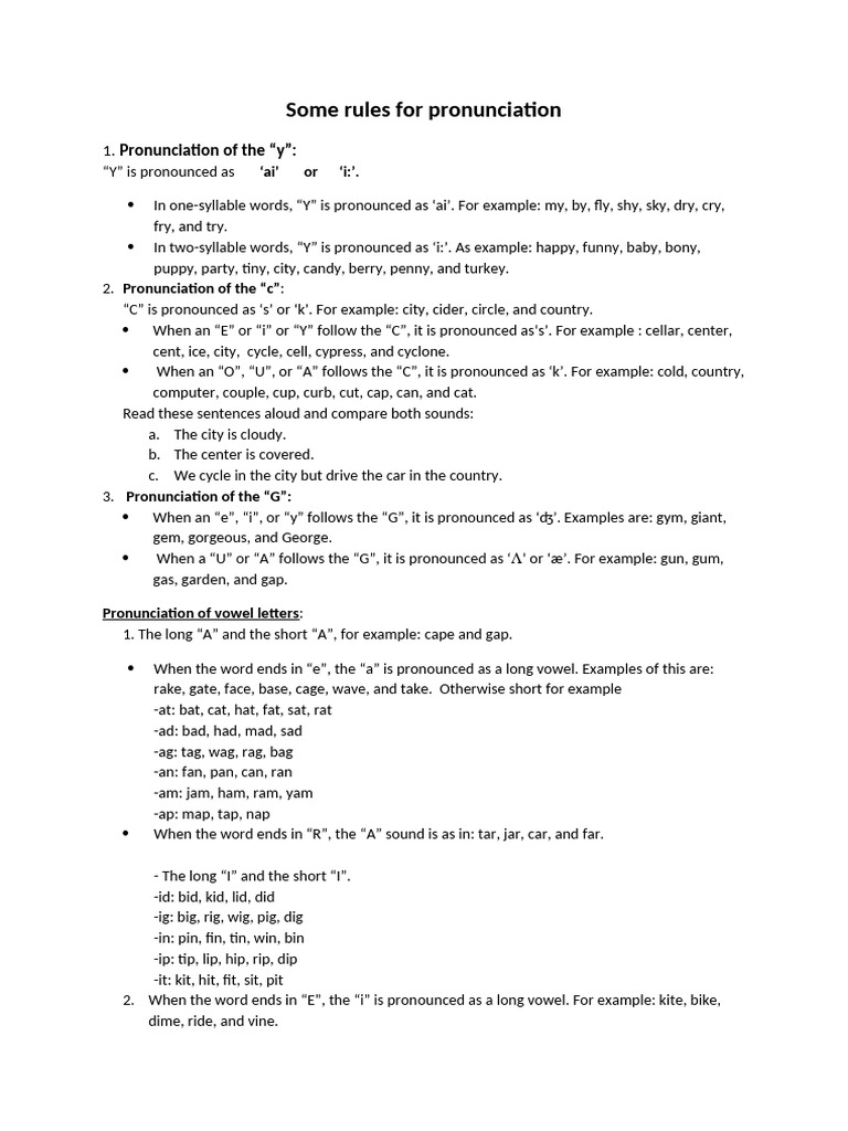 Basic English Pronunciation Rules | PDF | Languages | Foreign Language ...
