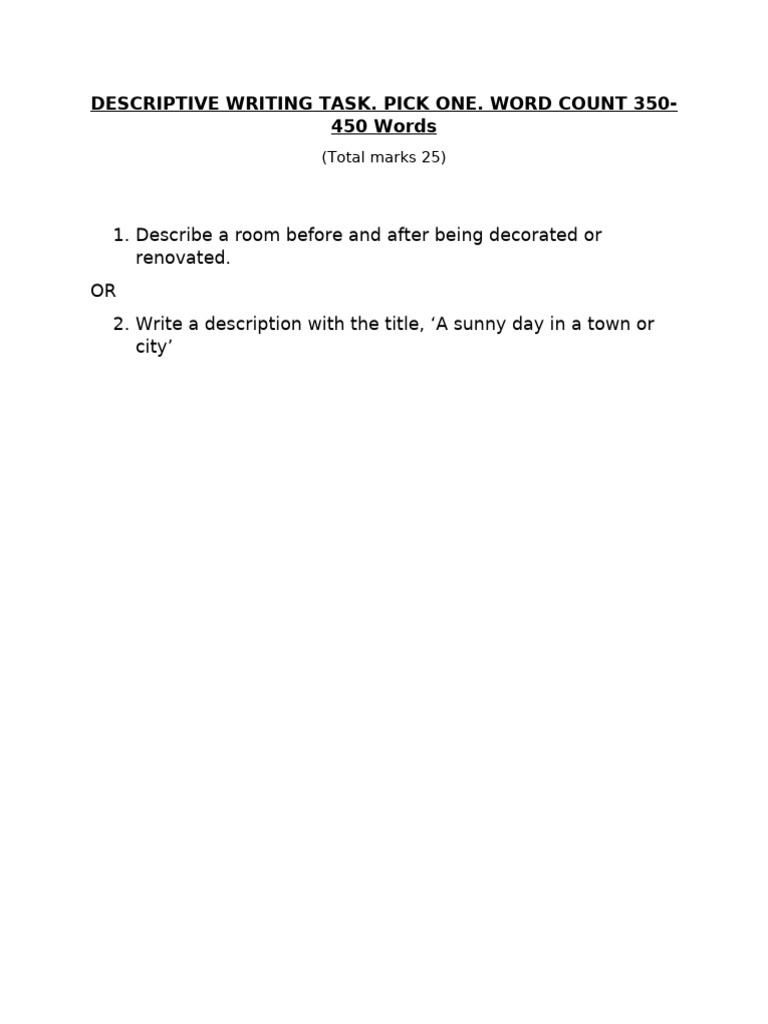 Descriptive Writing Task 2 | PDF