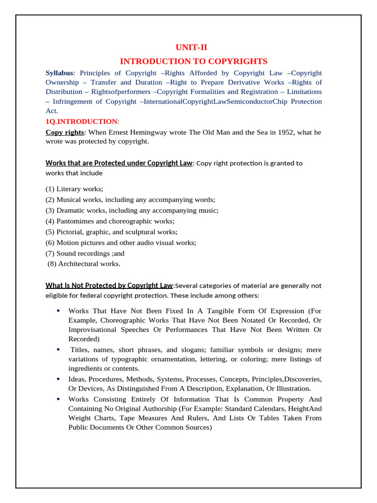 UNIT-II-1 | PDF | Copyright | Copyright Infringement