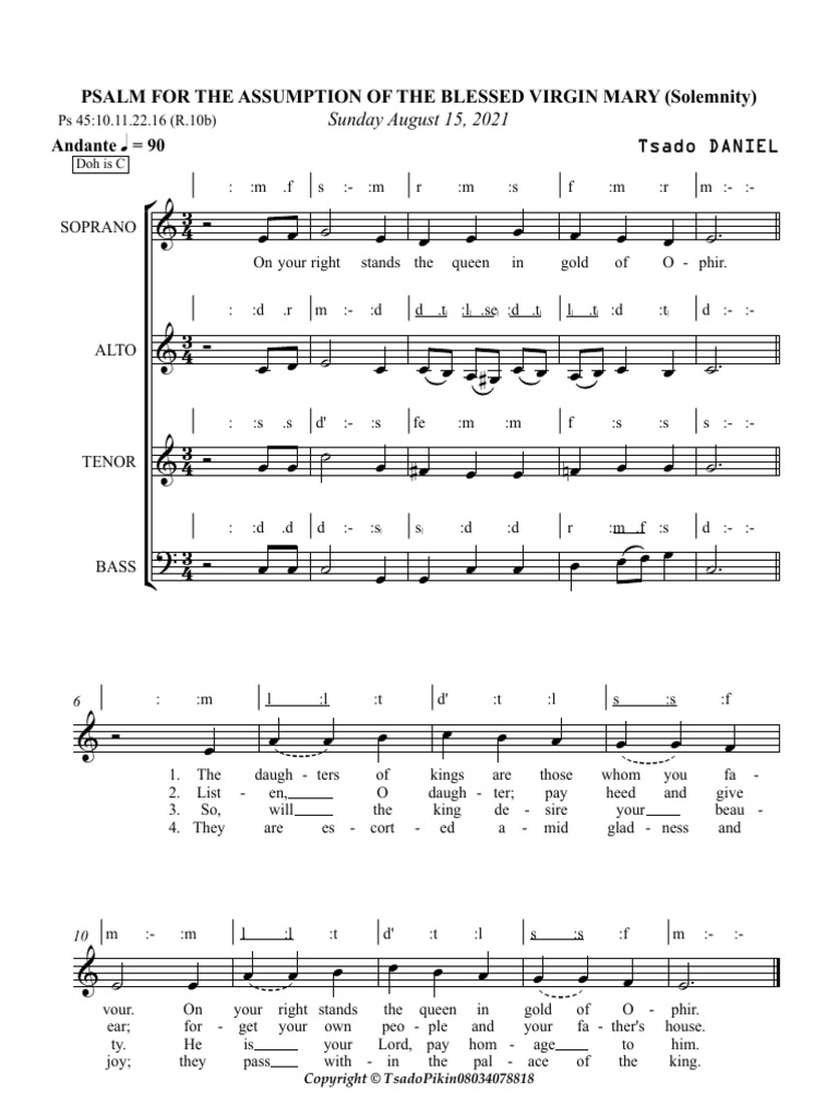 Psalm For The Assumption of The Blessed Virgin Mary (Solemnity) | PDF