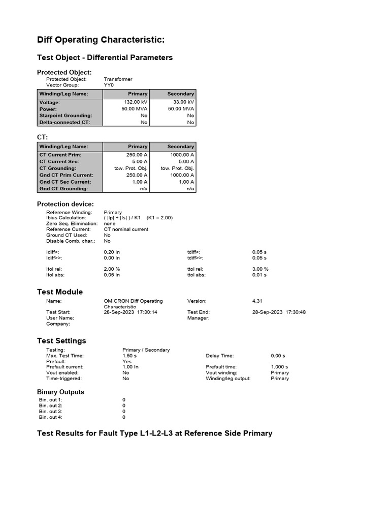 Diff Operating Characteristic P642 DD Connection | PDF | Electrical ...