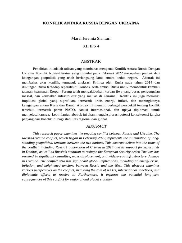 Marel Jeremia Sianturi _XII IPS 4_Konflik Russia Dan Ukraina | PDF