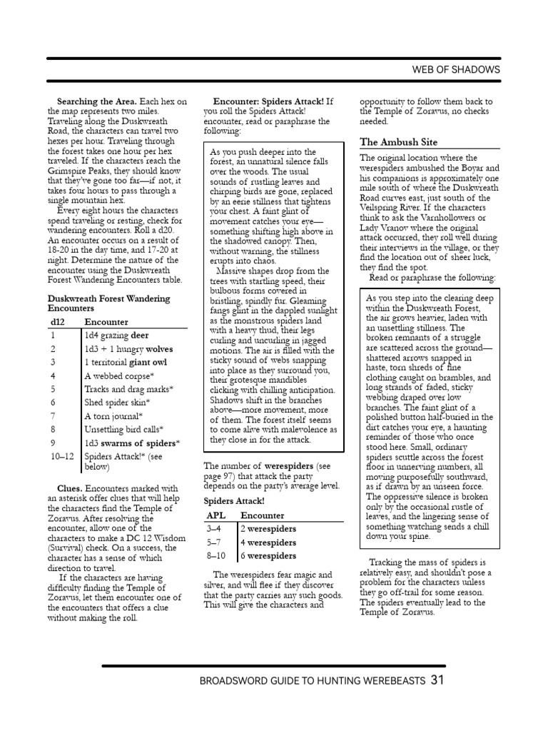 DMDave Adventures - Web of Shadows (3rd-Level) Preview | PDF