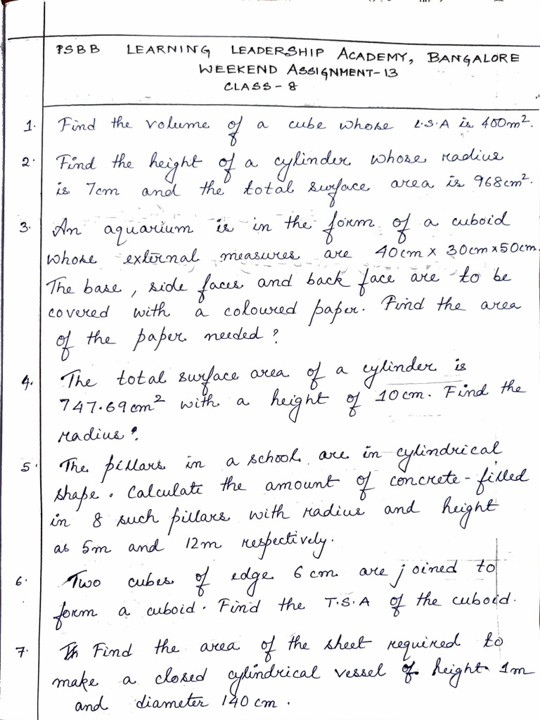 Cl8- WA-13 maths | PDF