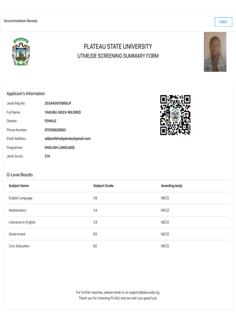 UTME:DE Summary - PLASU | PDF