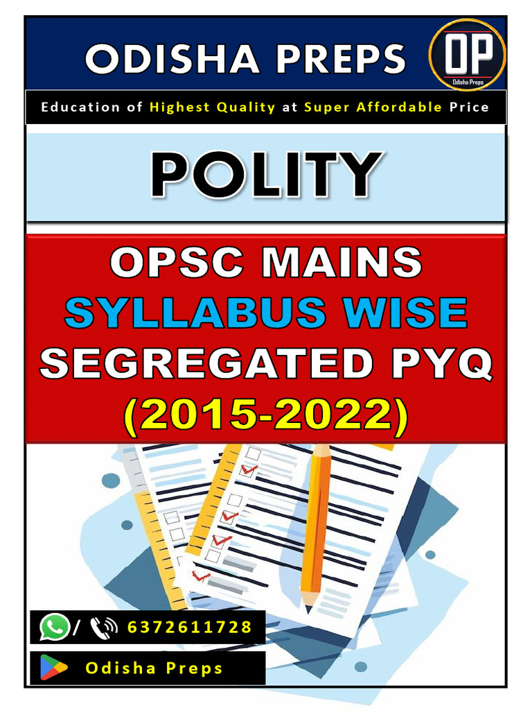 OPSC OCS POLITY Syllabus Wise PYQ (2015-2022) | PDF | Government | Political Law