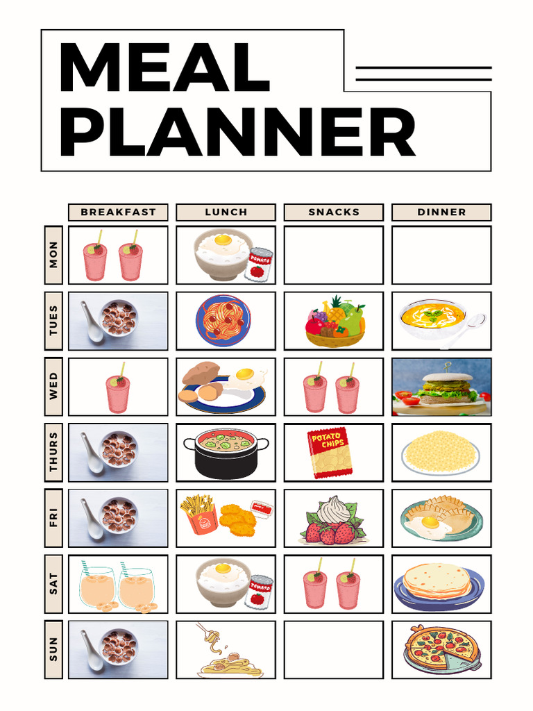 Beige Minimalist Bold Weekly Meal Planner PDF | PDF