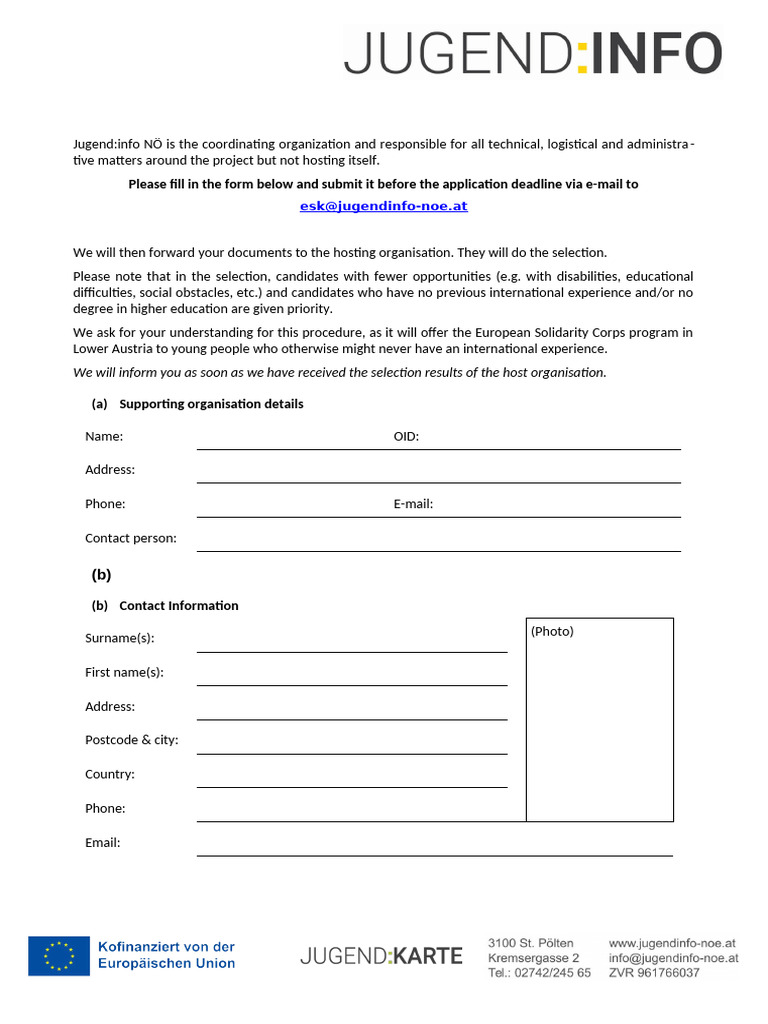 European Solidarity Corps Application Form | PDF | Disability | Poverty