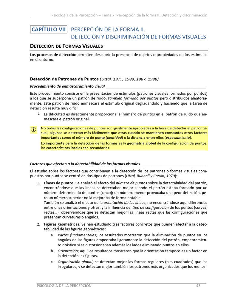 Percepción. Tema 7 | PDF | Simetría | Percepción
