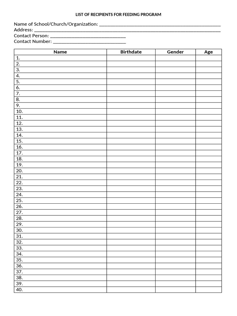 List of Recipients Form | PDF