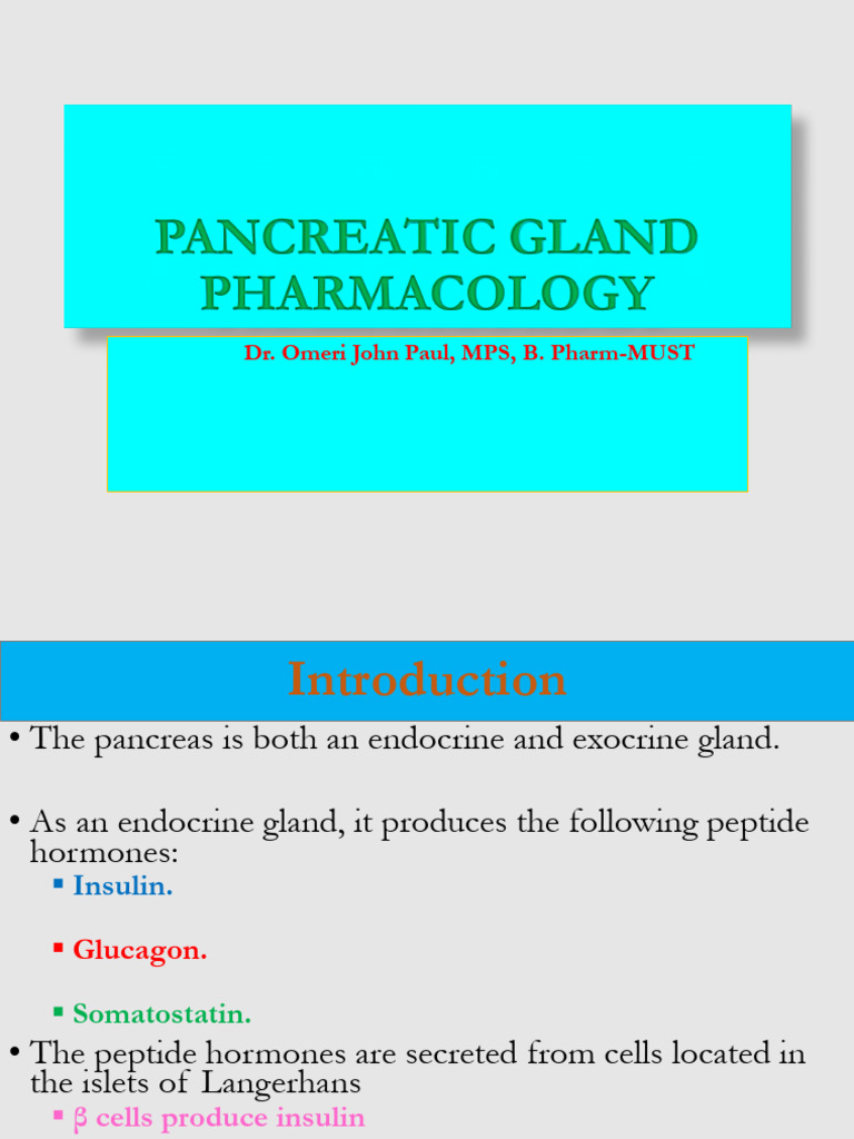 10. Pancreatic Gland Pharmacology Final | PDF | Diabetes | Insulin