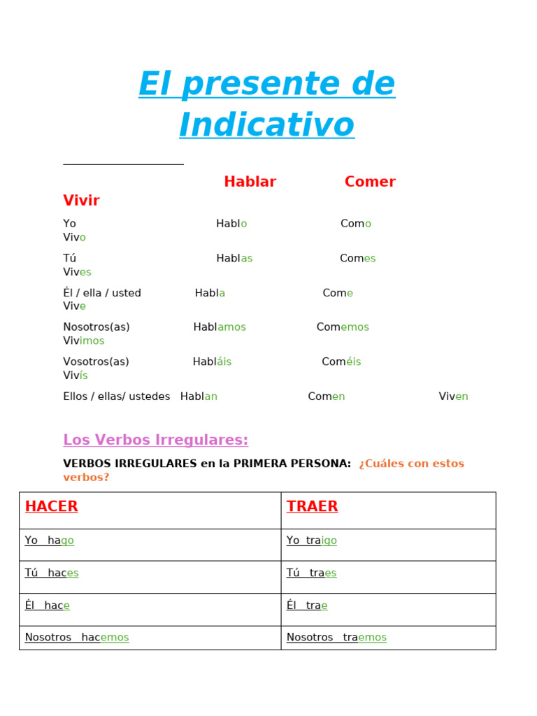 Verbos en Español: Conjugación y Irregularidades | PDF