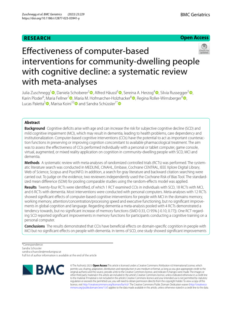Efectiveness of Computer-based Interventions for Community-dwelling ...