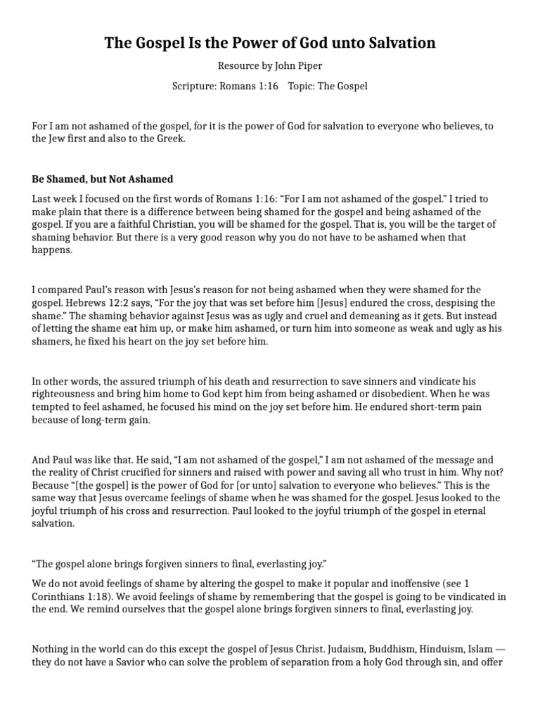 The Gospel's Power for Salvation | PDF | The Gospel | Salvation