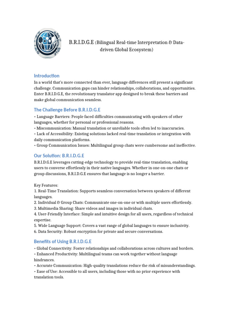 BRIDGE Application Brochure | PDF | Multilingualism | Communication
