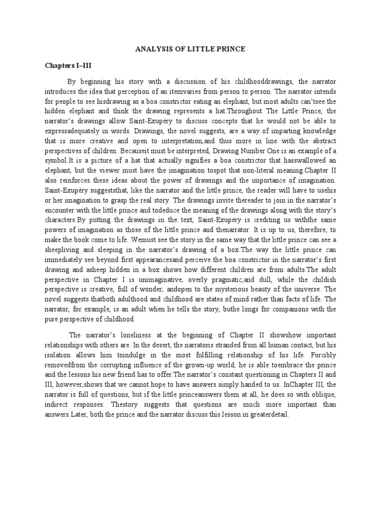 Analysis of Little Prince | PDF | The Little Prince | Narration