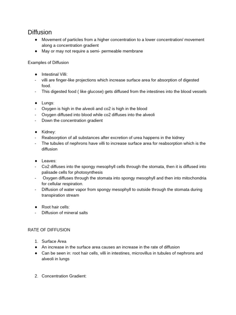 Biology Chapter 3 Notes | PDF | Osmosis | Diffusion