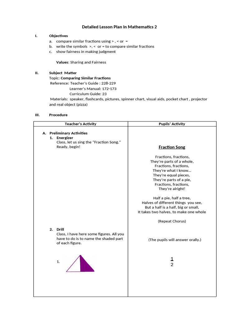 Comparing Similar Fractions Lesson Plan | PDF | Numbers | Elementary ...