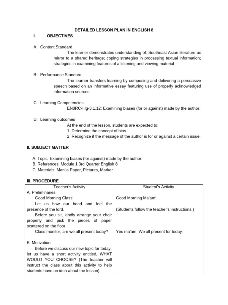 DETAILED LESSON-WPS Office | PDF | Bias | Learning