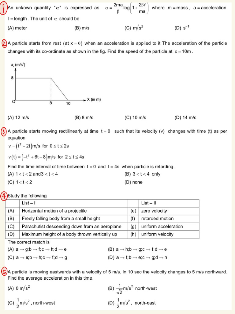 Kinematics CPP Mains | PDF