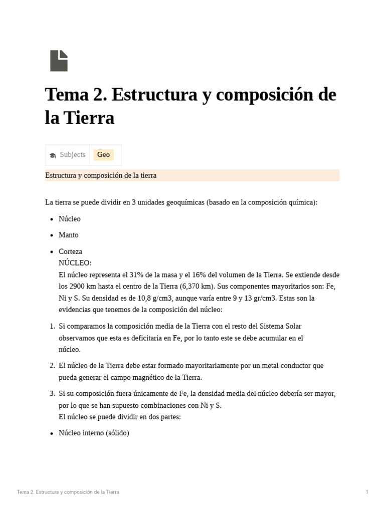 Tema 2. Estructura y composición de la Tierra | PDF | Núcleo planetario ... Tema 2. Estructura y composición de la Tierra | PDF | Núcleo planetario ...
