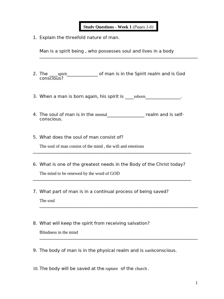 SOB Study Questions (Week 1) | PDF