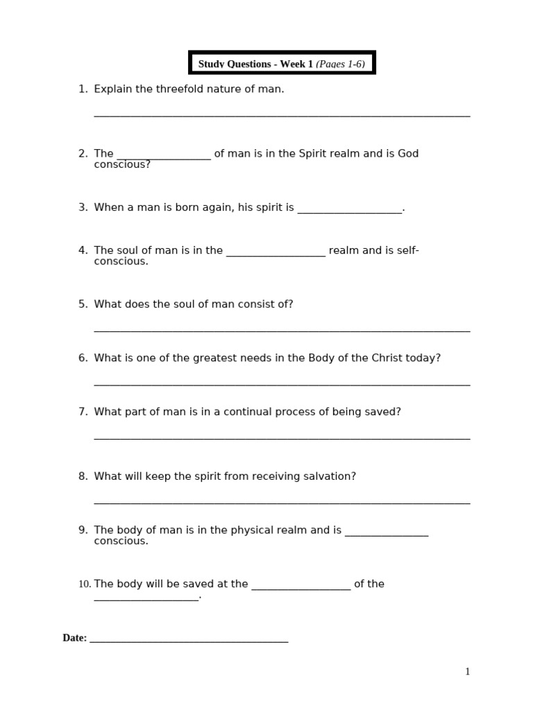SOB Study Questions (Week 1) | PDF