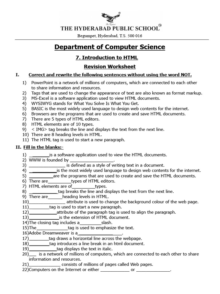 Rev_Worksheet_6_HTML_Introduction | PDF | Html | World Wide Web