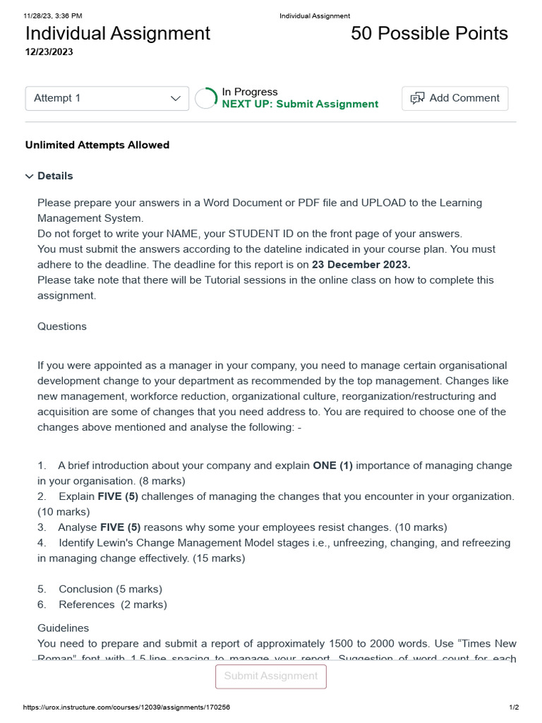 Managing Organizational Change Assignment | PDF | Change Management