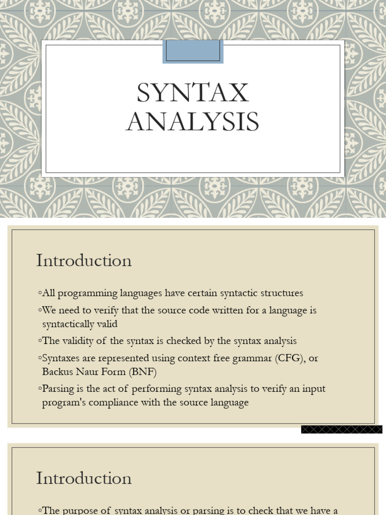 2.2 - Syntax Analysis (Upto Top-Down Parsing) | PDF | Parsing | Theoretical Computer Science