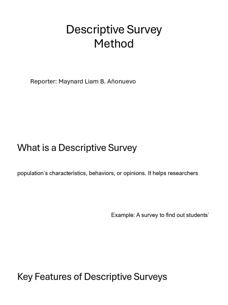 Descriptive Survey Presentation | PDF | Survey Methodology | Sampling ...