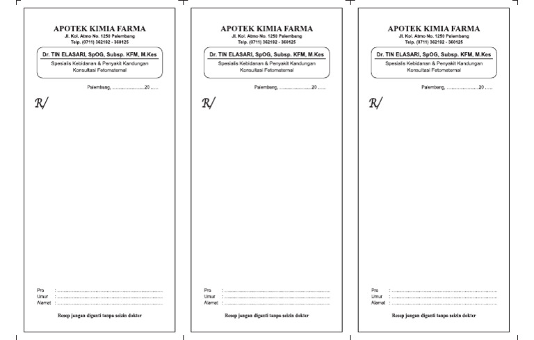 Plat Folio - Nota Resep DR Tin - Ferly | PDF