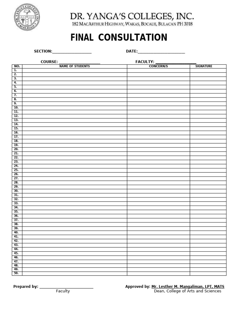 Final Grade Consultation Form | PDF