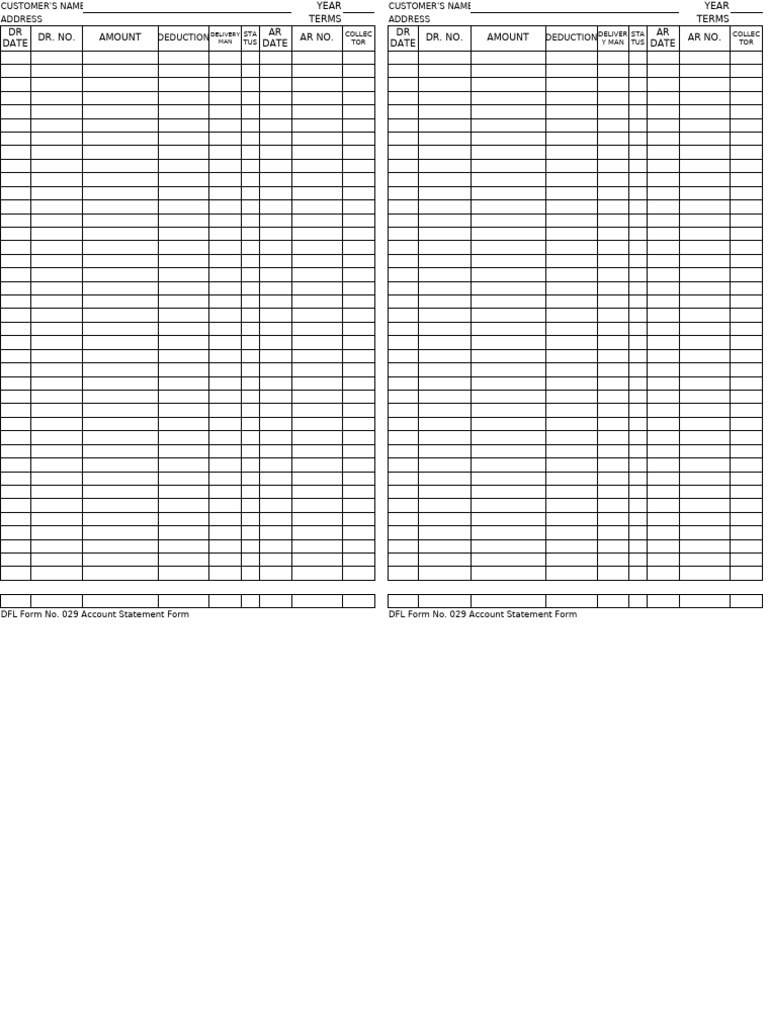 Account Statement Form | PDF