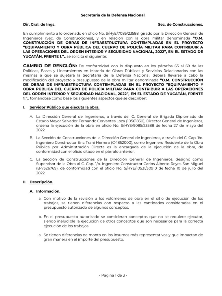 03 - Cambio de Renglon GN Caucel | PDF | Presupuesto