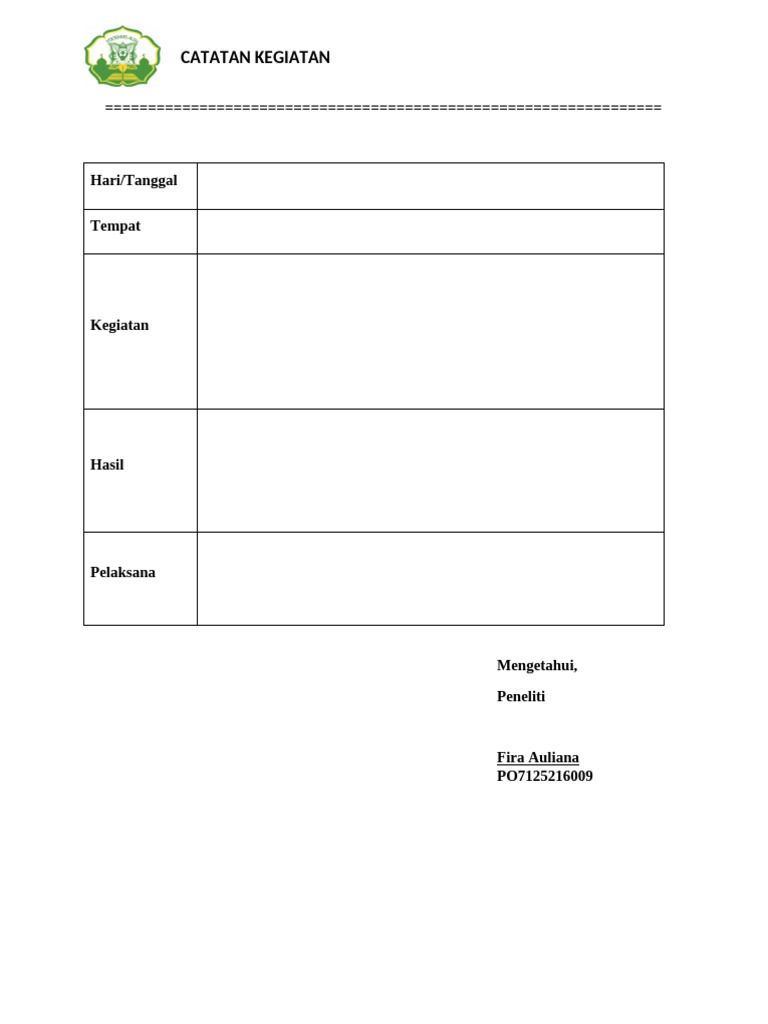 Logbook Kosong | PDF