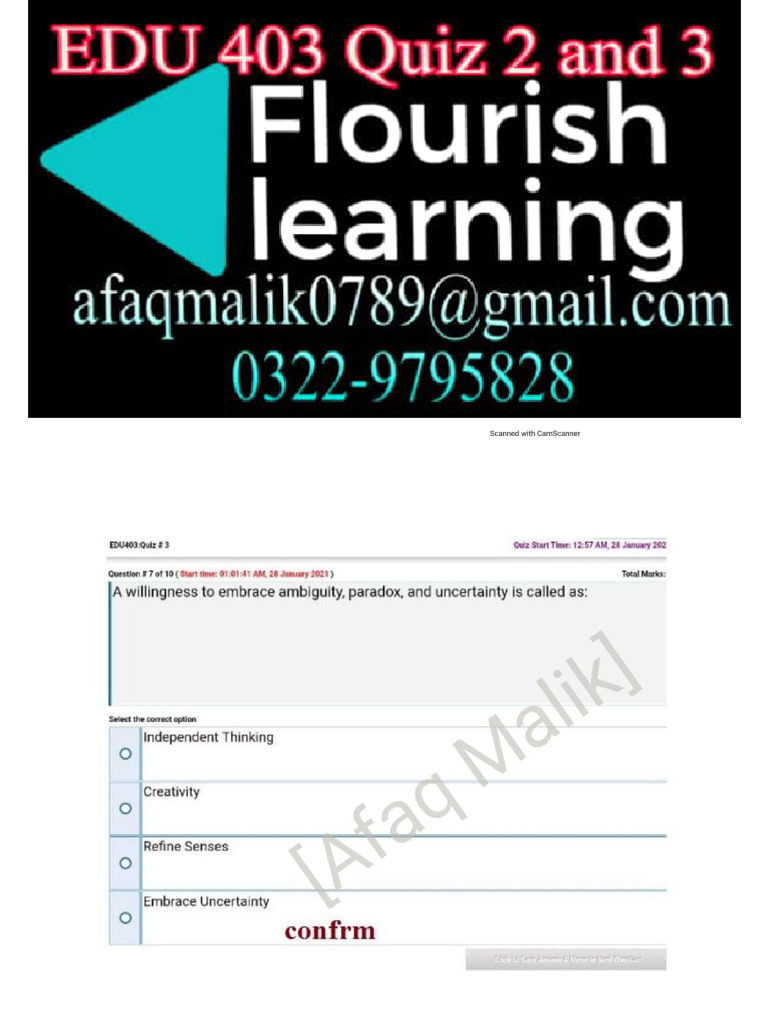 EDU403 Quiz 2+3 (Afaq Malik) - 2 | PDF