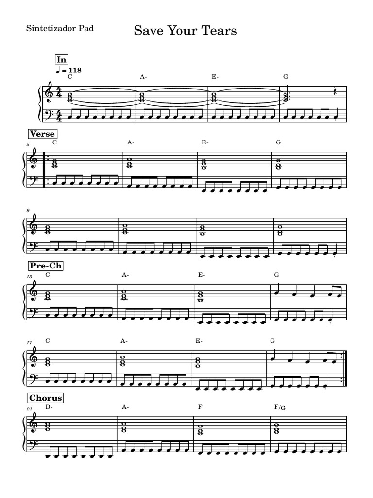 SaveYourTears (Junior 5) - Sintetizador - Pad, - SYNTH - PAD | PDF | Songs | Pop Songs