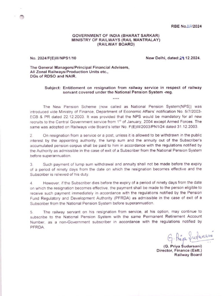 Entitlement of Resignation Reg - RB | PDF