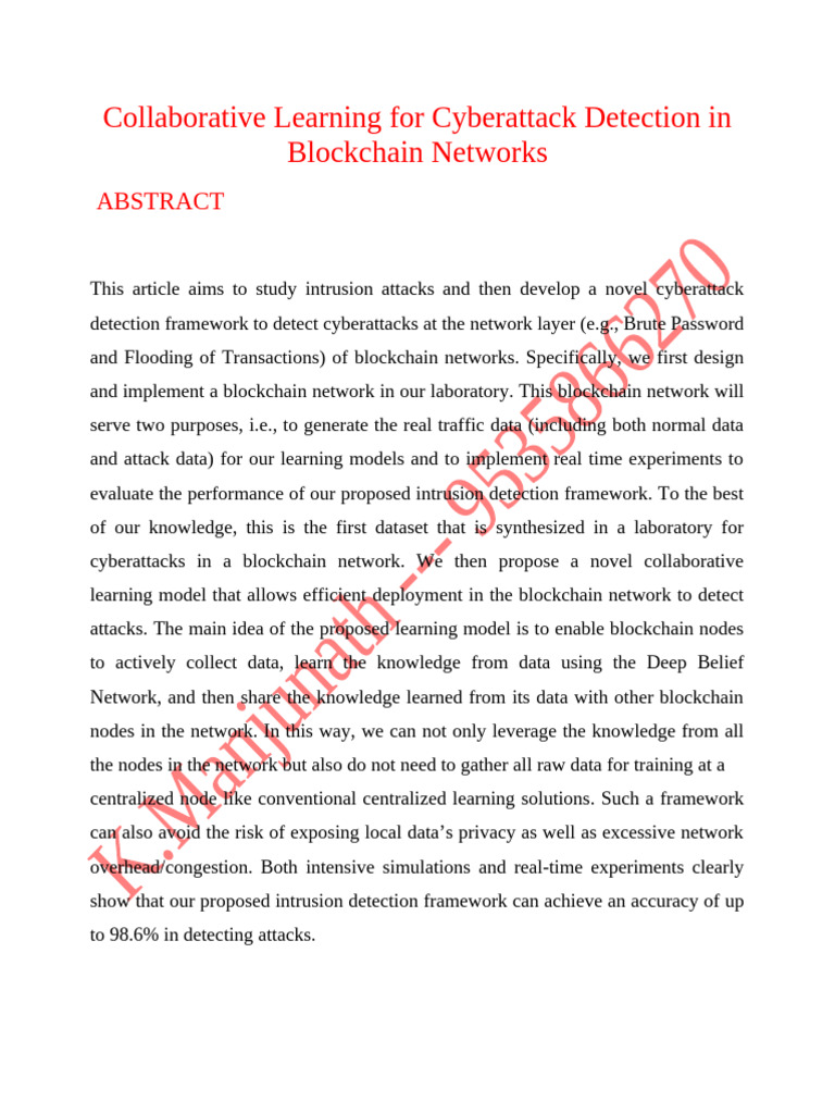 Collaborative Learning For Cyberattack Detection In Blockchain Networks