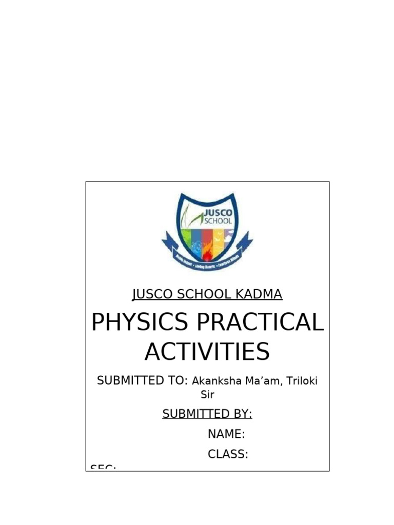 JUSCO School Kadma Physics Activities | PDF