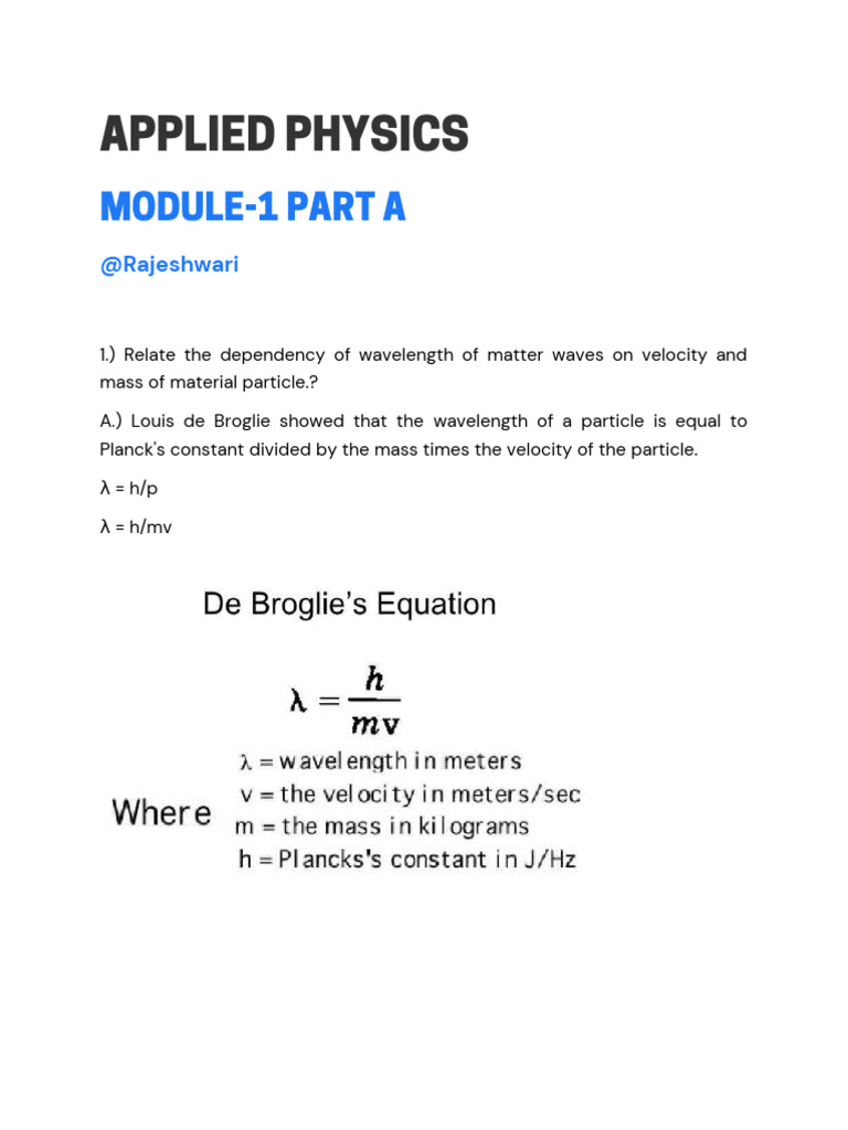 AP Module 1 Complete Solutions | PDF | Waves | Wave Function