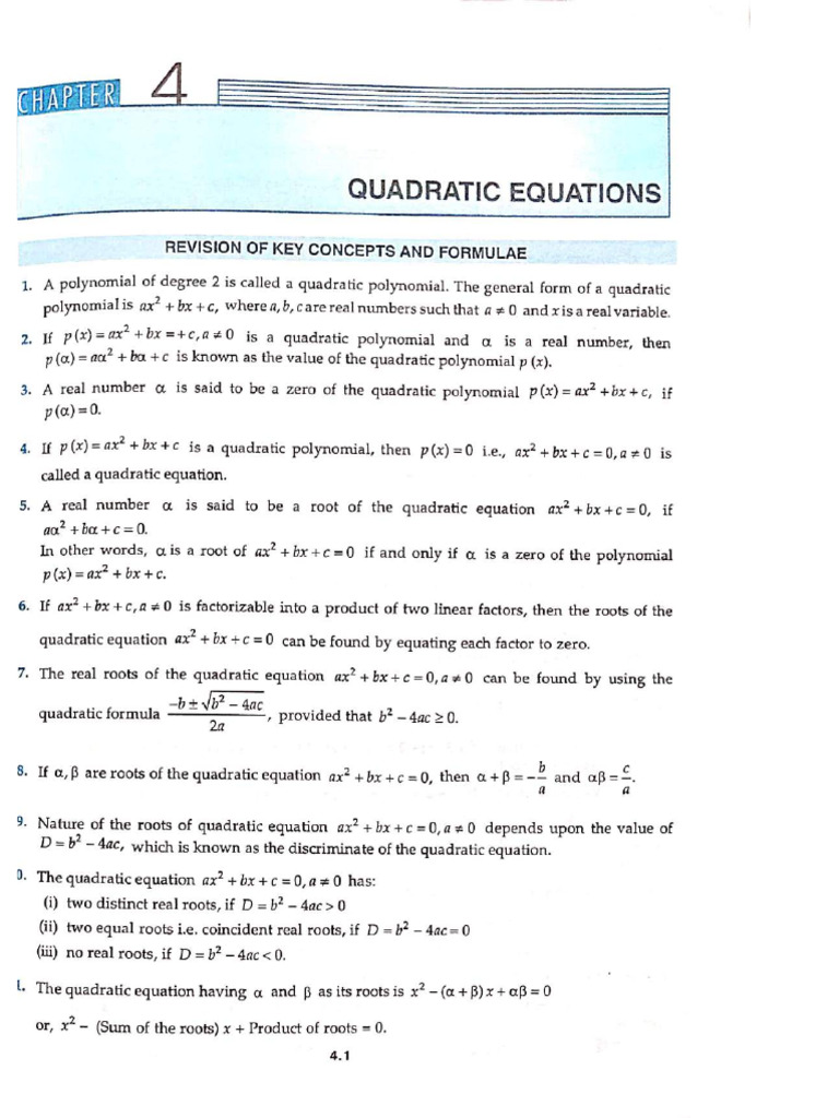 Qua - Equ. Maths10 | PDF