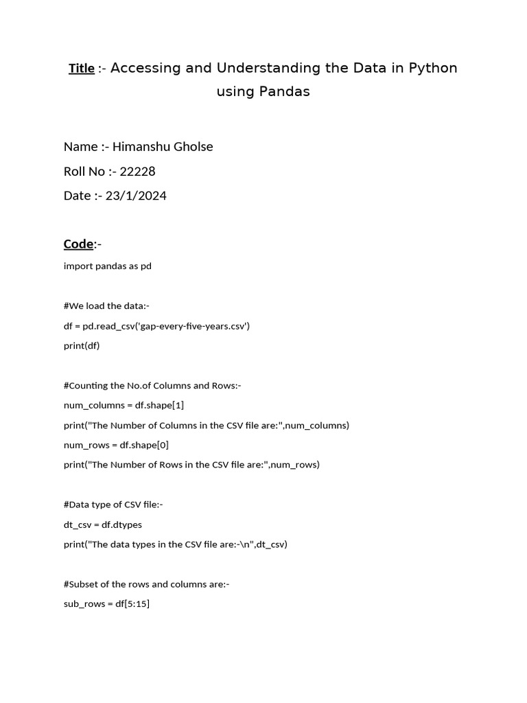 DA Assignment-Pandas | PDF