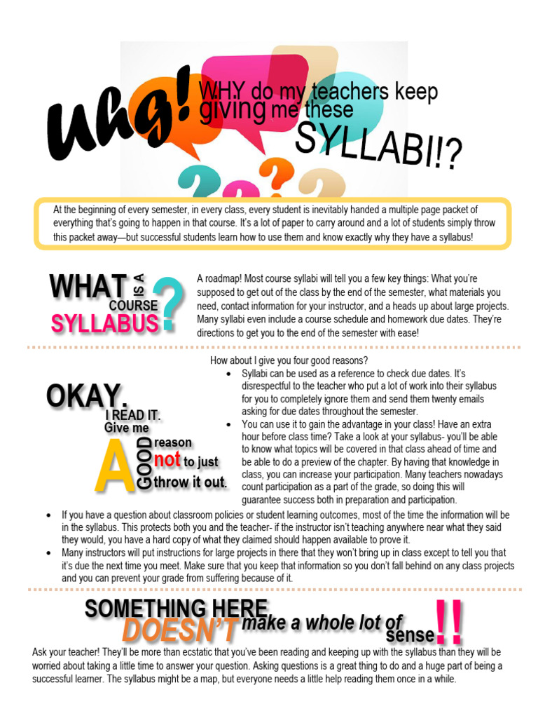 Syllabi Handout | PDF | Teachers | Learning